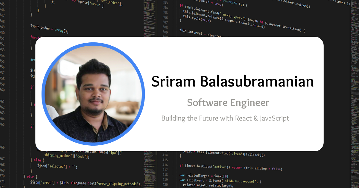 Sriram Building The Future With React And Javascript
